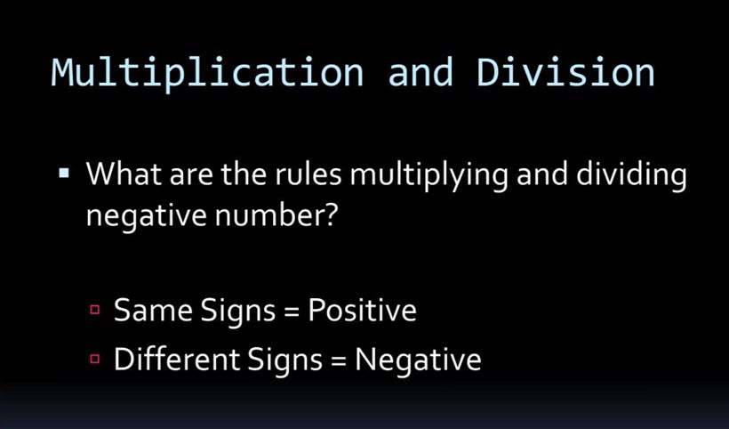 K-12 – Multiplication and Division With Negative Numbers – Mathematical ...